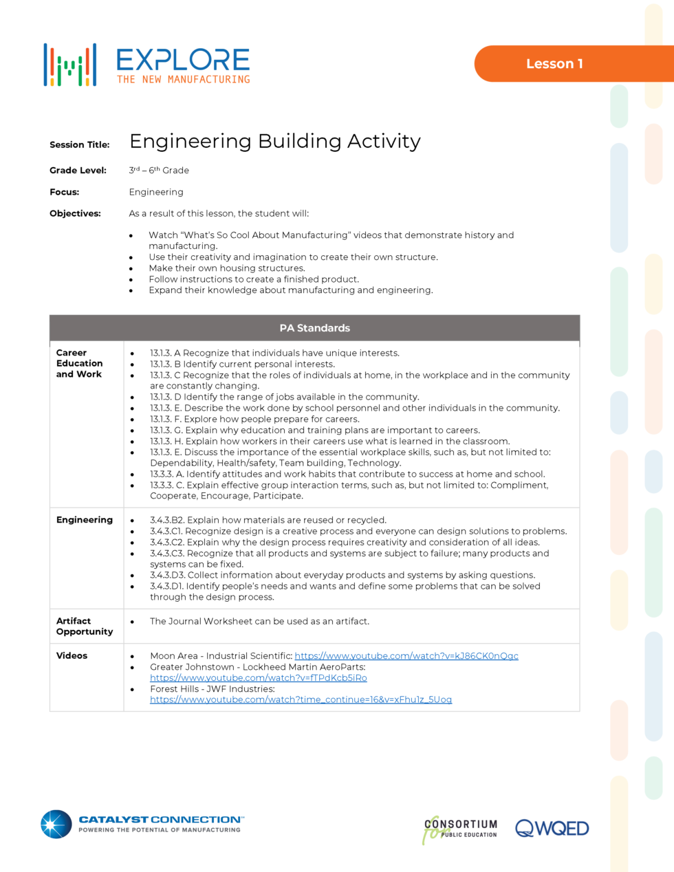 Lesson 1: Engineering Building Activity - Explore the New Manufacturing