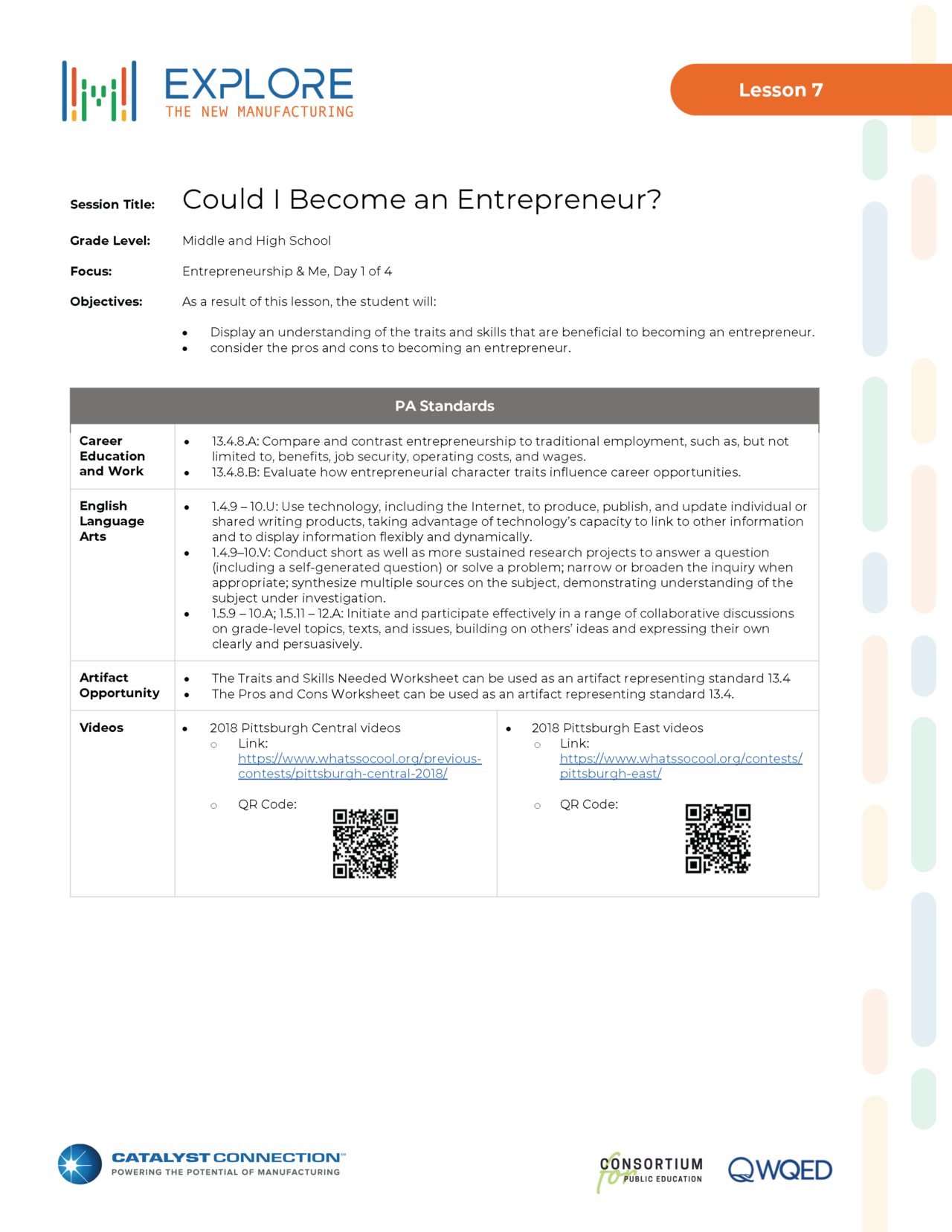 Lesson 7: Could I Become an Entrepreneur? - Explore the New Manufacturing